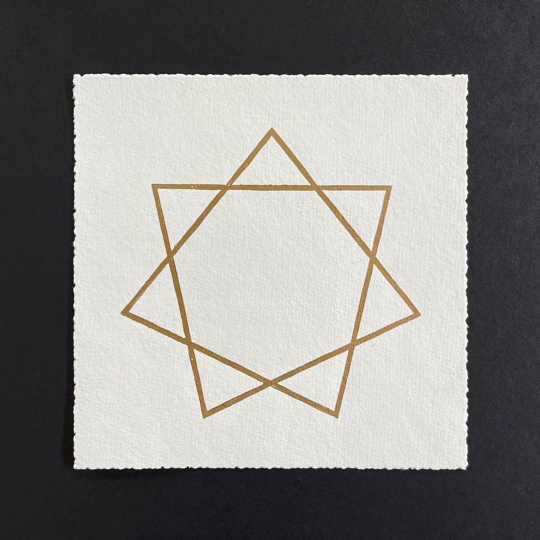 HEPTAGRAM 7/2 Sacred Geometry Linocut Print Gold/white - Etsy