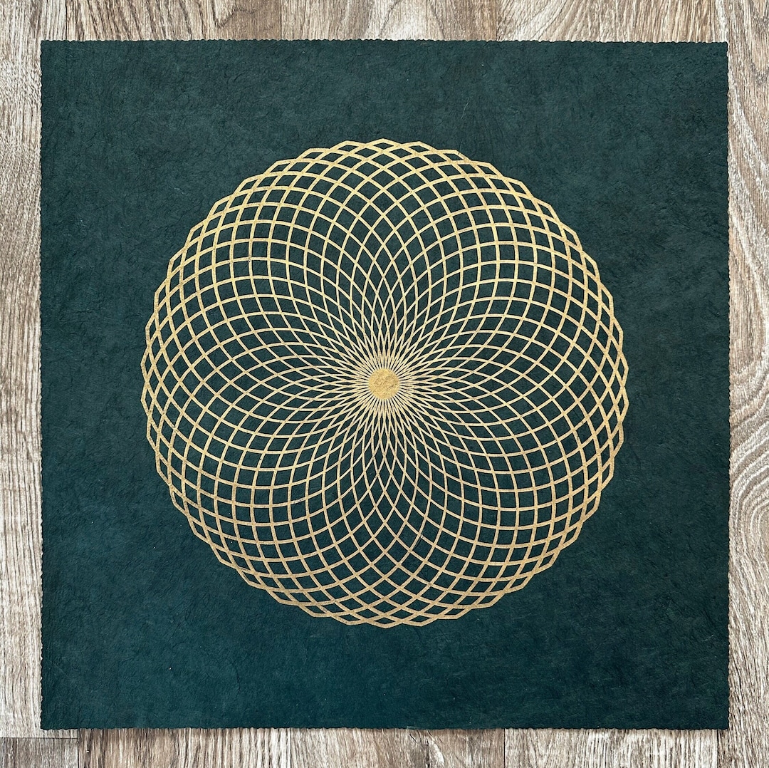 LOTUS OF LIFE – 40 × 40 Cm – Sacred Geometry Torus Linocut Print ...