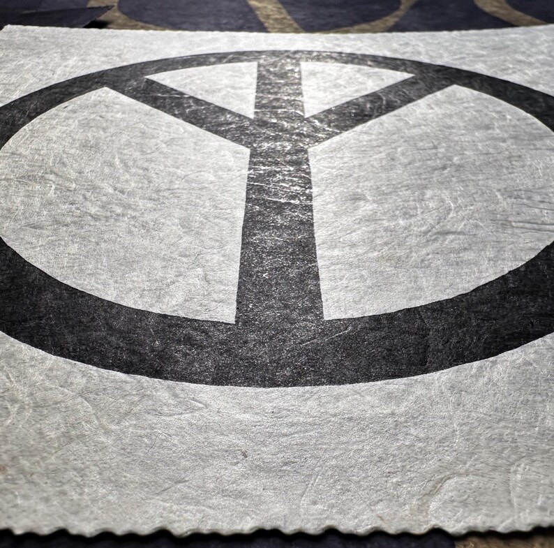REAL PEACE SIGN – 22 X 22 Cm – Symbol Linocut Print – Black/hemp ...