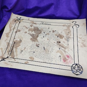 Old Arkham Map in A3, Aged Handmade Map, Set Your Games of the Call of ...