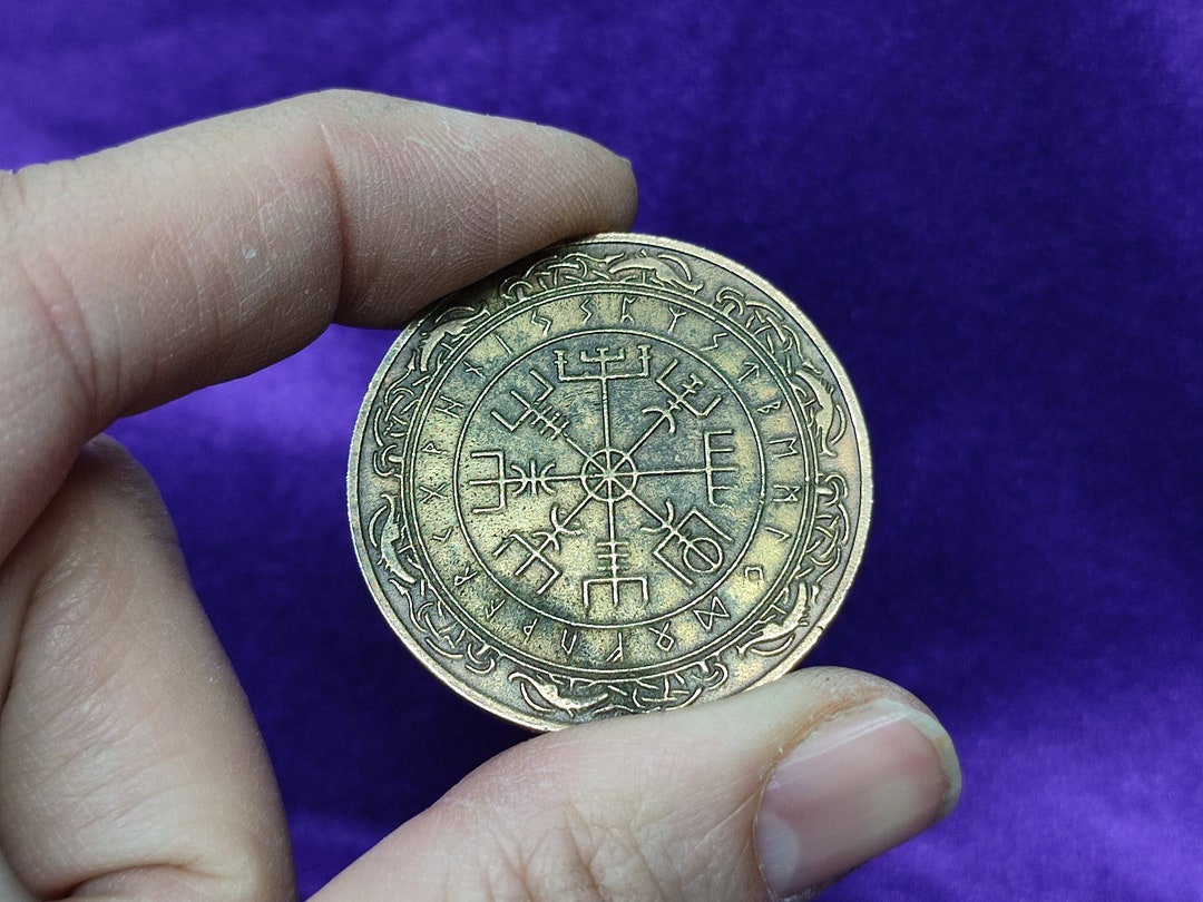 Golden Coin With Runes, Golden Coin With Eraser Runes, Handmade Coin ...