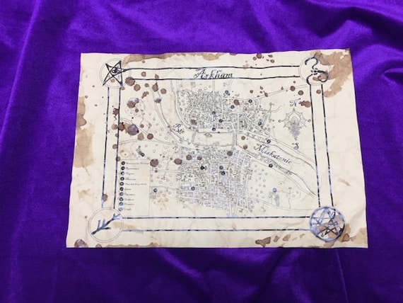 Viejo Mapa De Arkham Mapa Hecho a Mano Envejecido Ambienta - Etsy UK