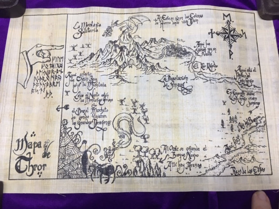 Thror Map the Lord of the Rings, Handmade Papyrus Map, Thror Papyrus ...