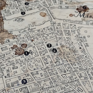 Viejo mapa de Arkham en A3, mapa hecho a mano envejecido, ambienta tus ...