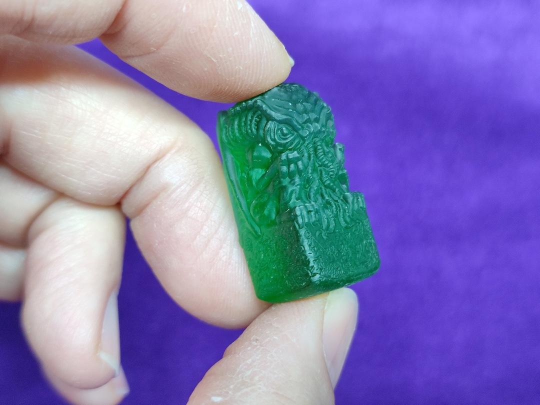 Jade Cthulhu Amulet, Cthulhu Idol, Small Green Pocket Figurine, Cthulhu ...
