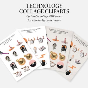 Technology Digital Collage Clipart | Printable Collage Sheets | Vintage ...