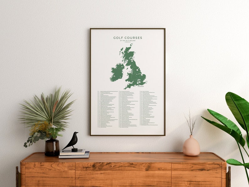 Golf Map Top 100 UK Ireland United Kingdom Golf Courses Checklist Golf ...