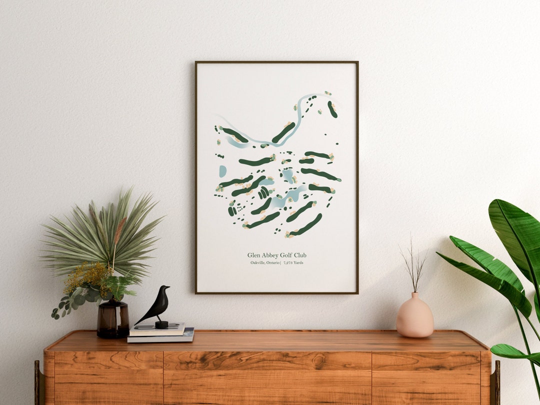 Gift Idea Golf Map Golf Wall Art Gift for Him Her Glen Abbey Golf Club ...