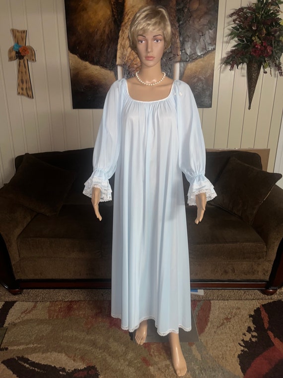 Vintage~Lucie Ann By Claire Sandra Blue Boho Nightgow… - Gem