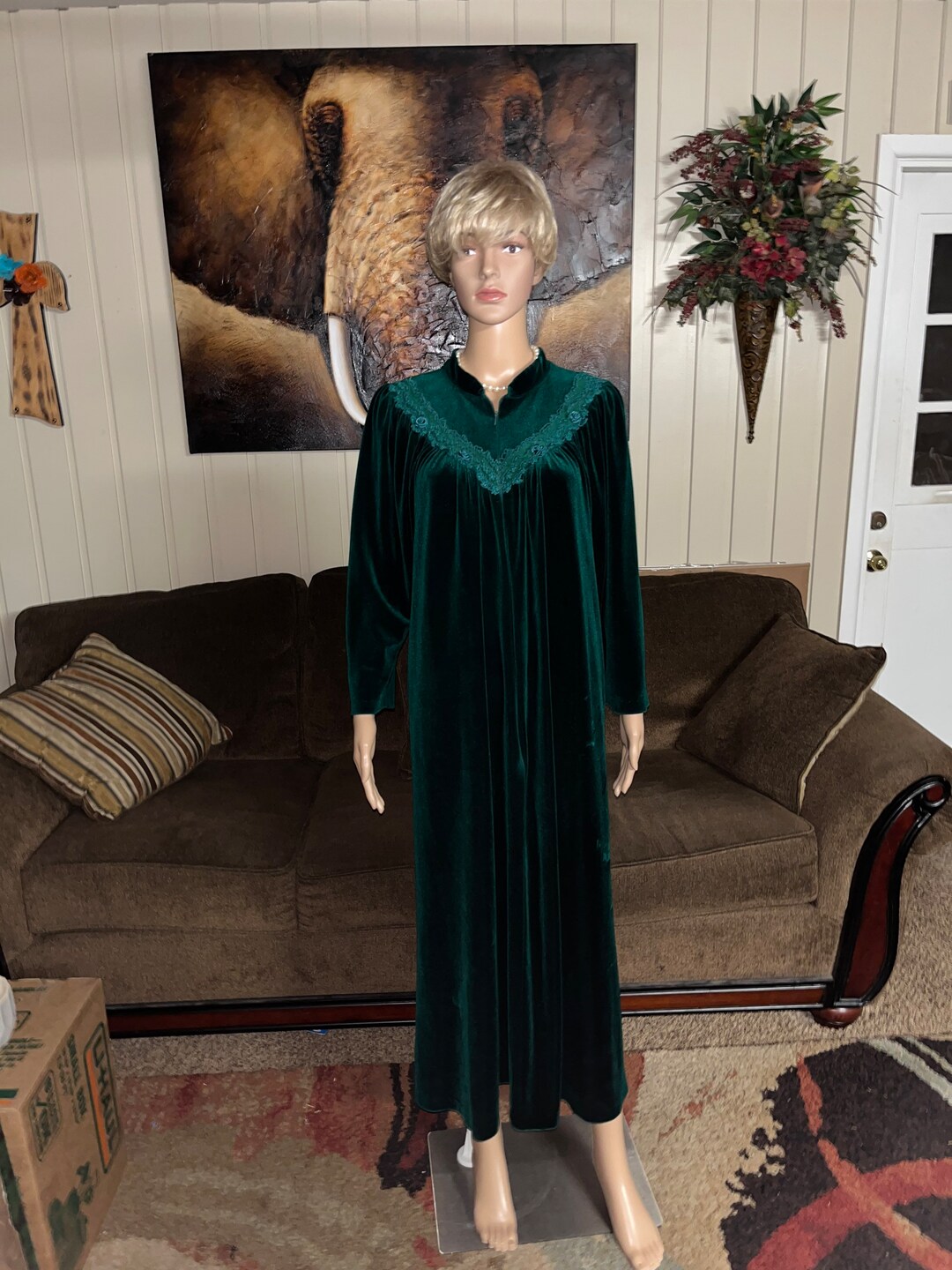 Komar • Vintage • Velvet • Green • Size Large • Robe - Etsy