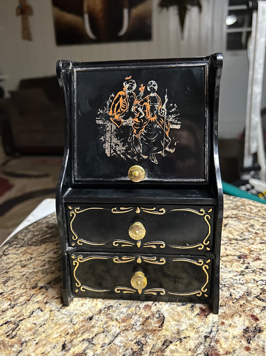 Yap • Rare • Vintage • Black • Chinese • Music Box • Plays Love Story ...