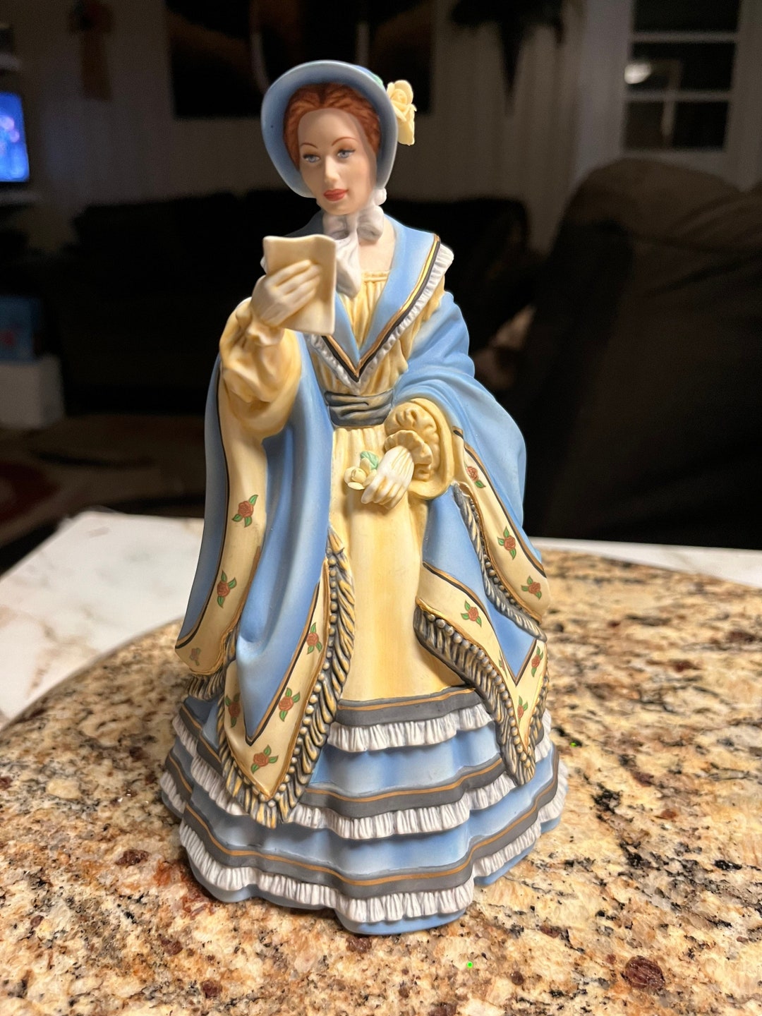 The Noble Collection Bella • Bisque Porcelain • Lady • Figurine • Blue ...
