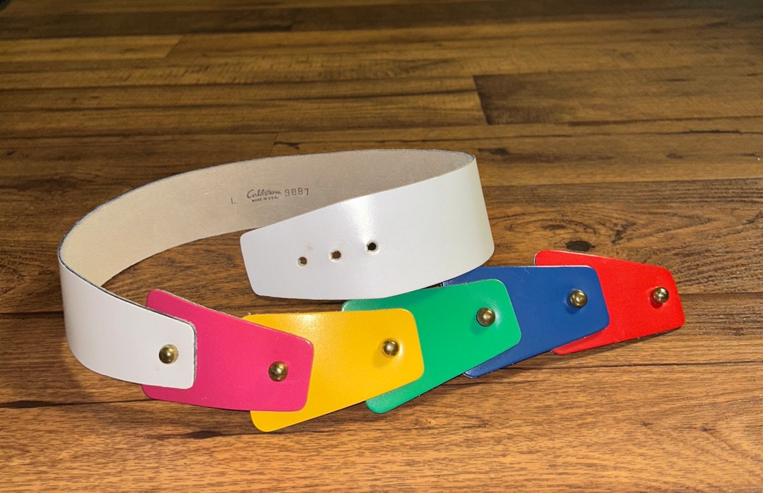 Calderon Vintage 1987 Retro Leather Multi-colors Squares Studded Large ...