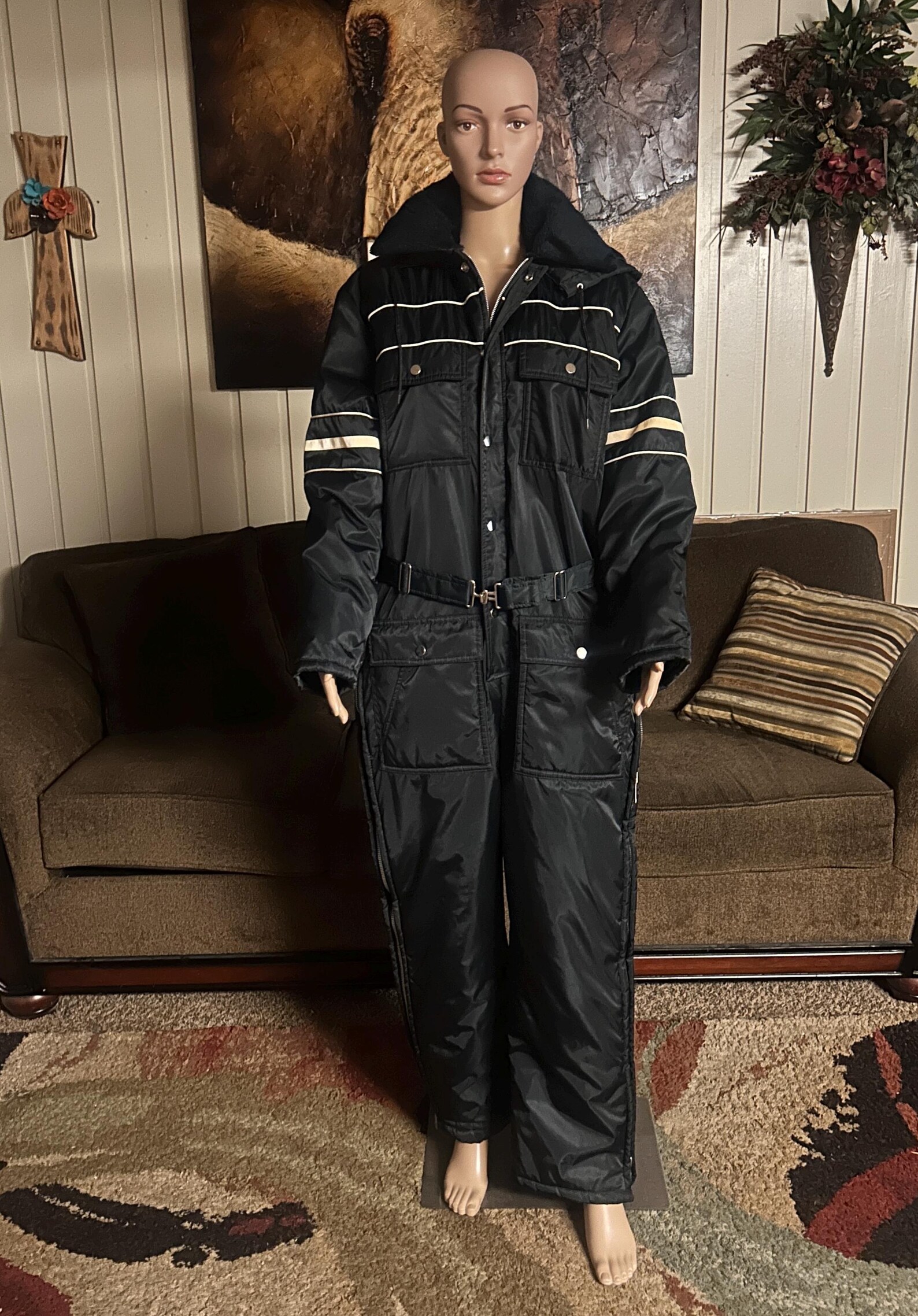 Sears Works Leisure Vintage 1980s Size 40 Black Ski Suit Work Outfit ...