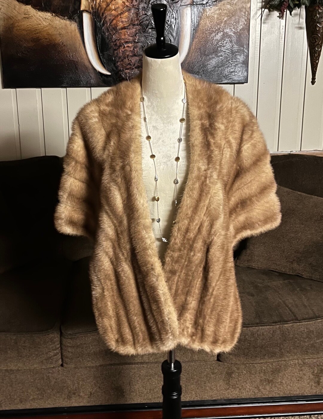 Bifano’s Dallas • Vintage • 1960’s • Light Brown • Stole Cap • W/ Mink ...