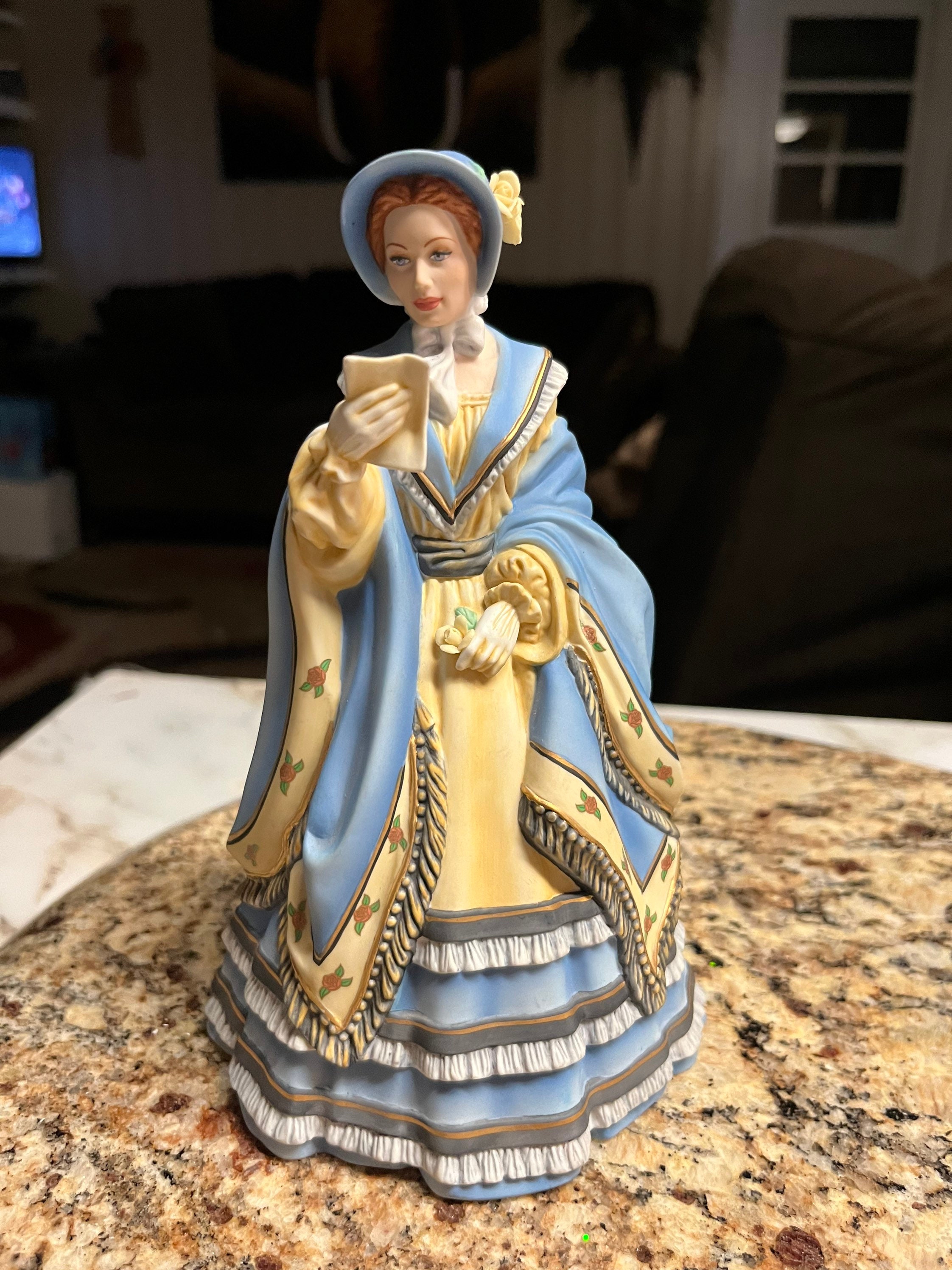 The Noble Collection Bella • Bisque Porcelain • Lady • Figurine • Blue ...