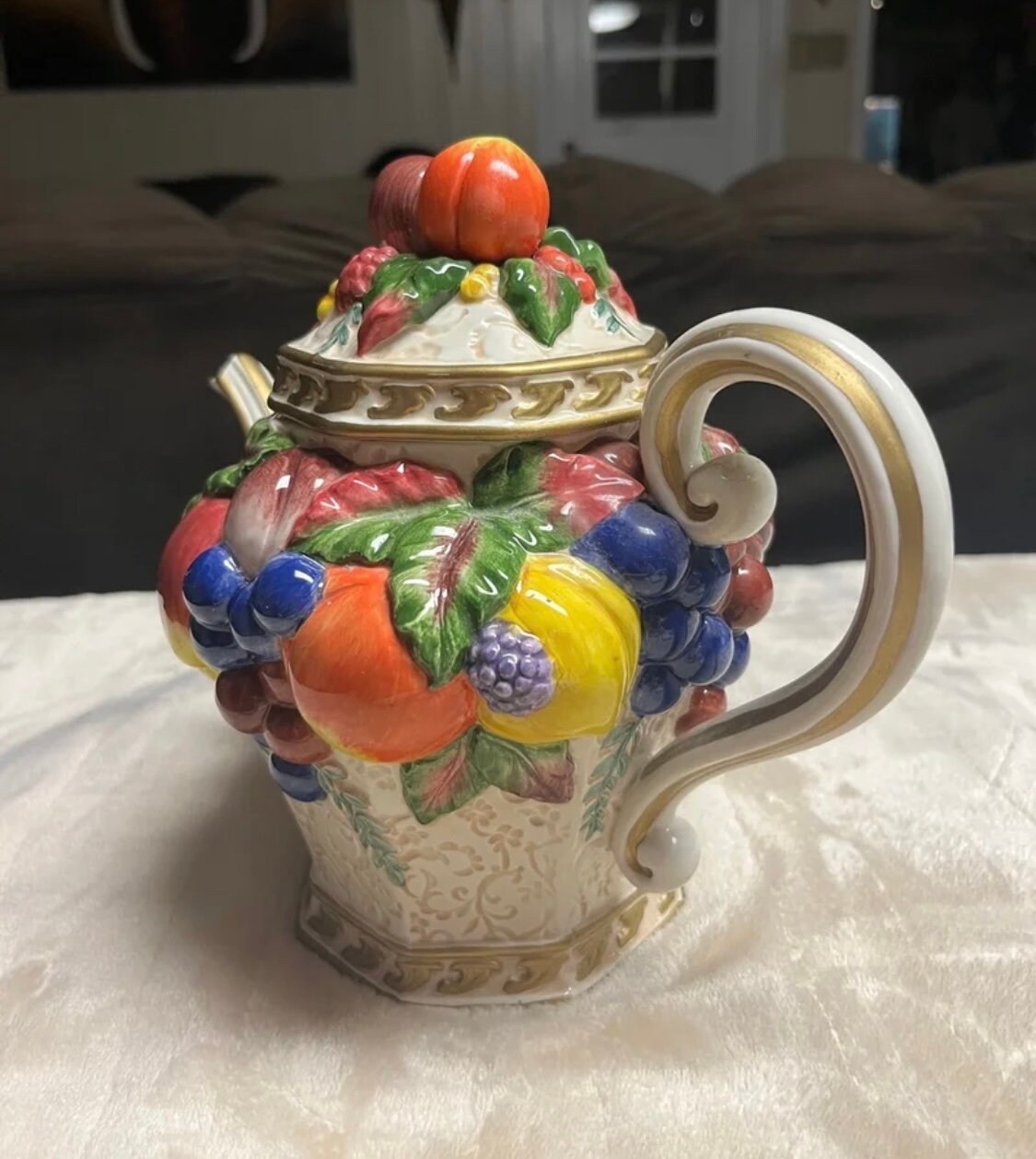 Fitz & Floyd Teapot W/ Fruits - Etsy