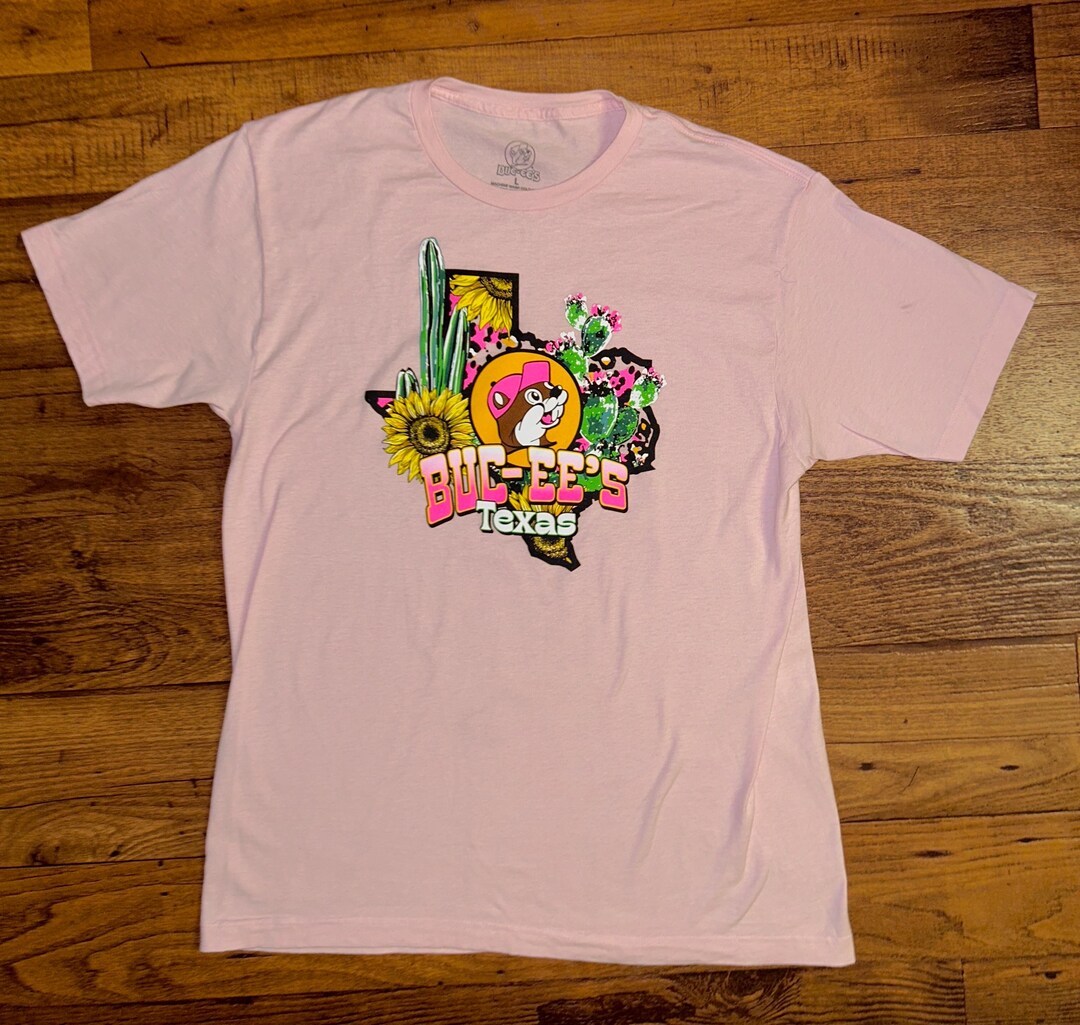 Buc-ee’s ~ Large ~ Pink ~ Texas State Shape W/ Cactus & Floral Design T ...
