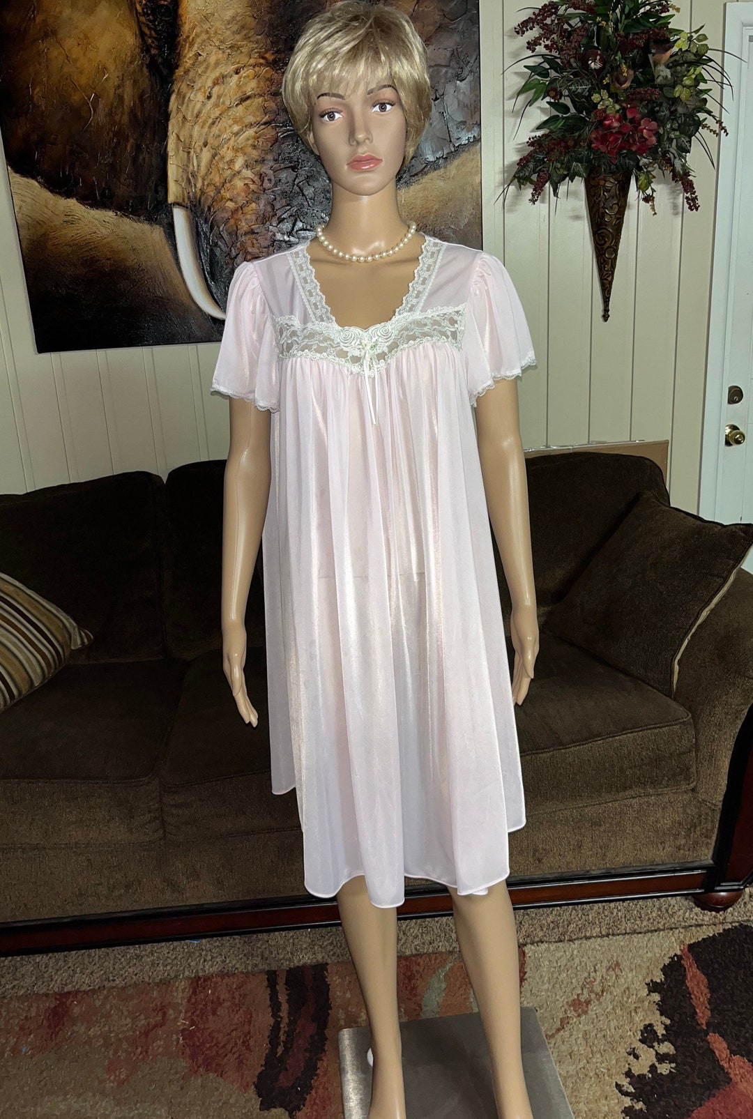 Miss Elaine Silk Essence Size Large Innocence Look Pink Nightgown Etsy