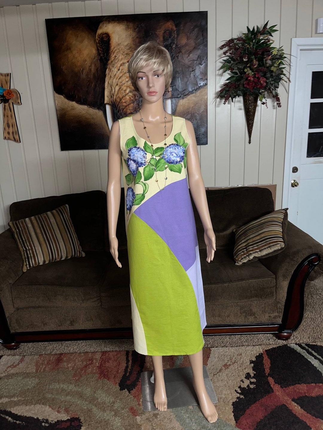 Emilie Papeete Tahiti • Medium • Floral • Yellow/ Lime Green/purple ...