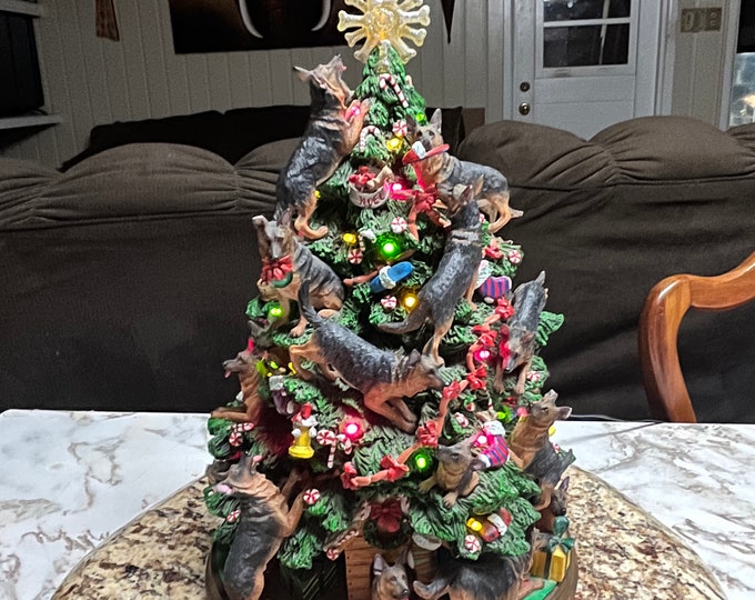 Danbury Mint~ German Shepherd Dog Lighted Christmas Tree W/ Star (rare ...