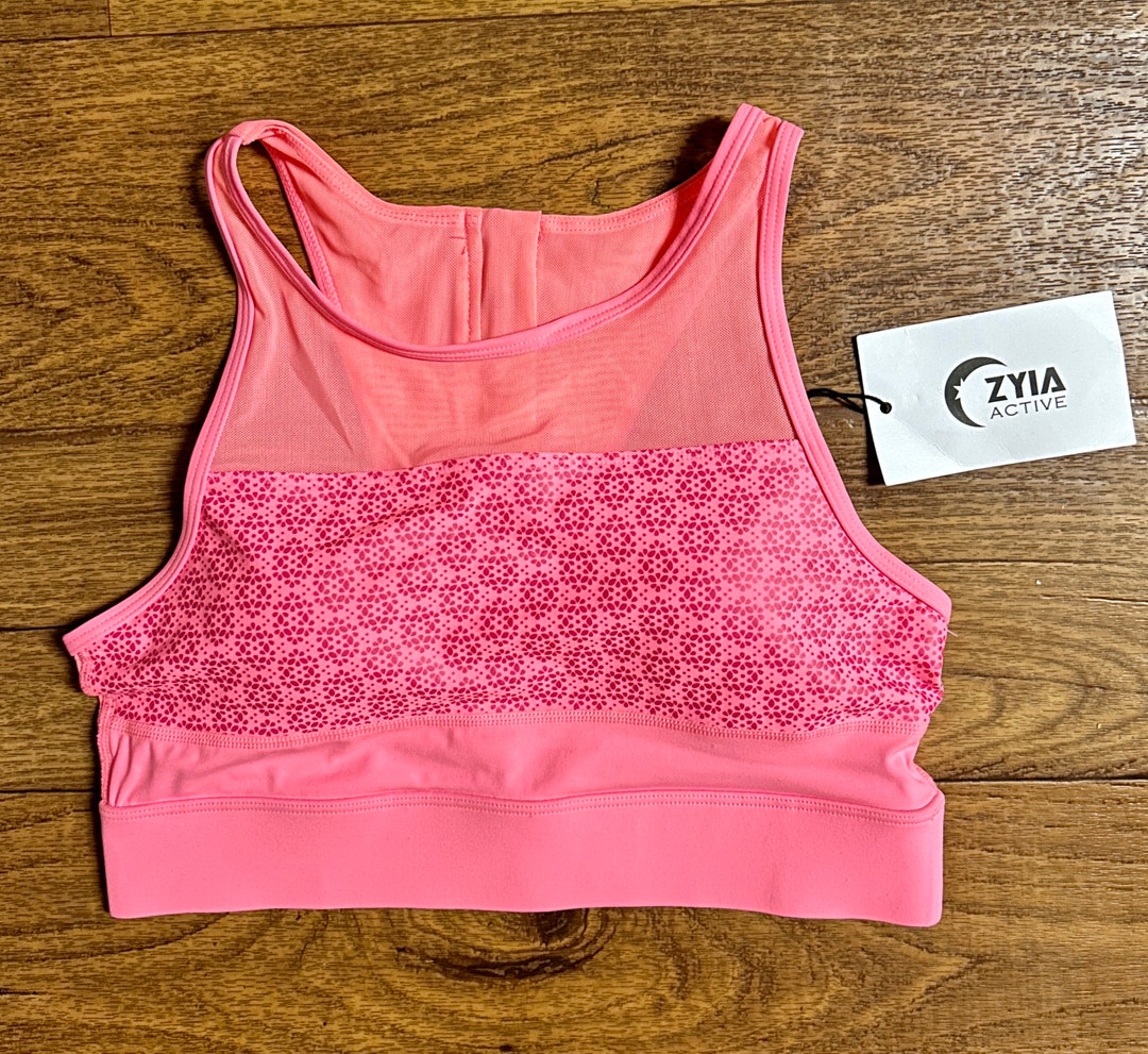 Zyia • Active All Star • Bra • Neon Pink • Coral Flower Power • Medium ...