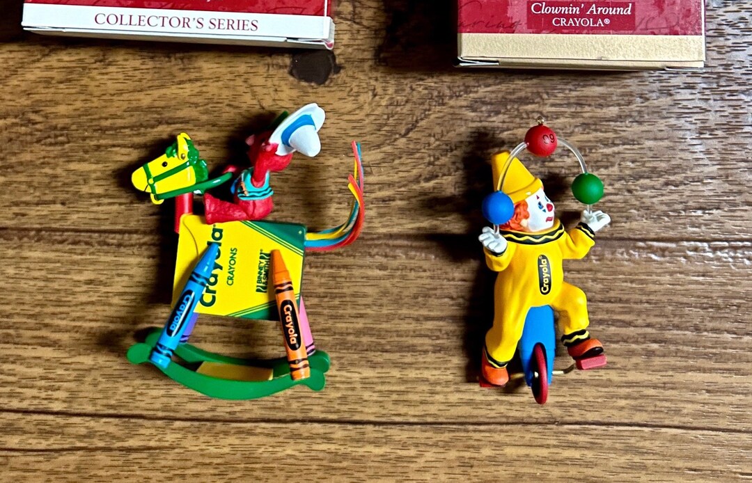 Hallmark Keepsake 2 Ornaments • Crayola • Bright Rocking Colors (1996 ...