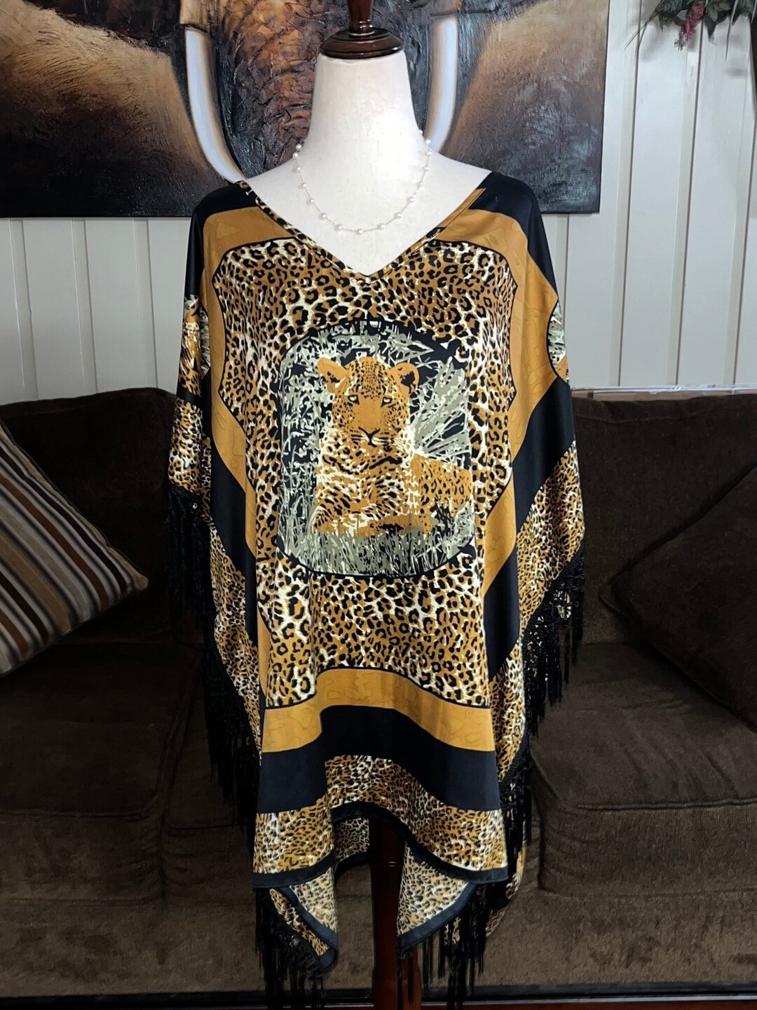Nygard • Large • Boho • Leopard Design • Black/brown • Blouse - Etsy