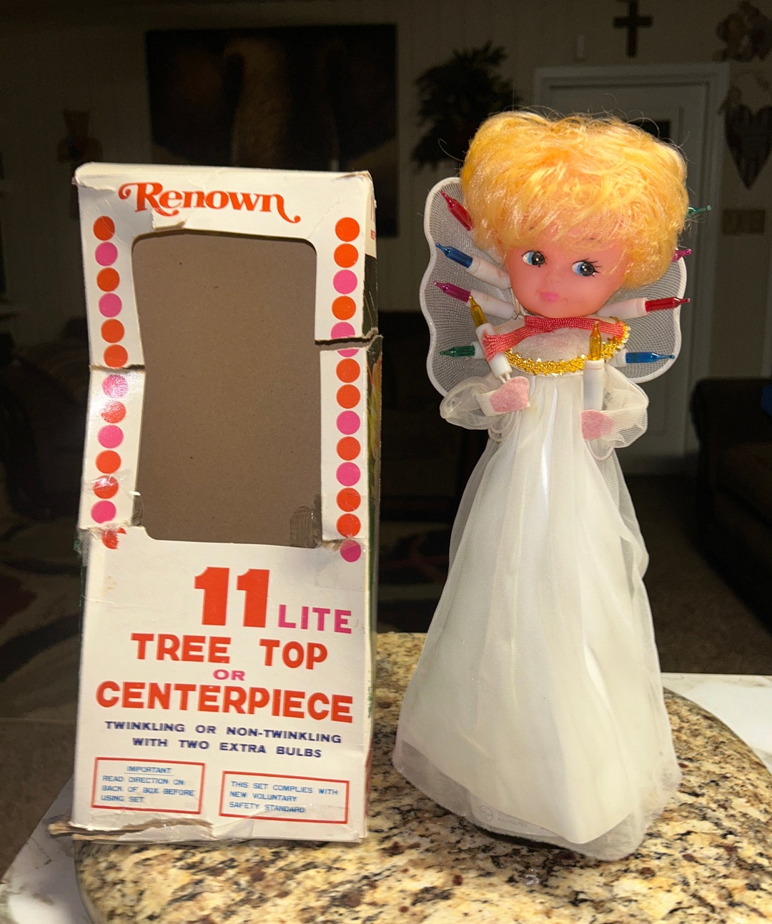 Renown • Vintage • White • Angel • Tree Topper/ Centerpiece • Twinkling ...
