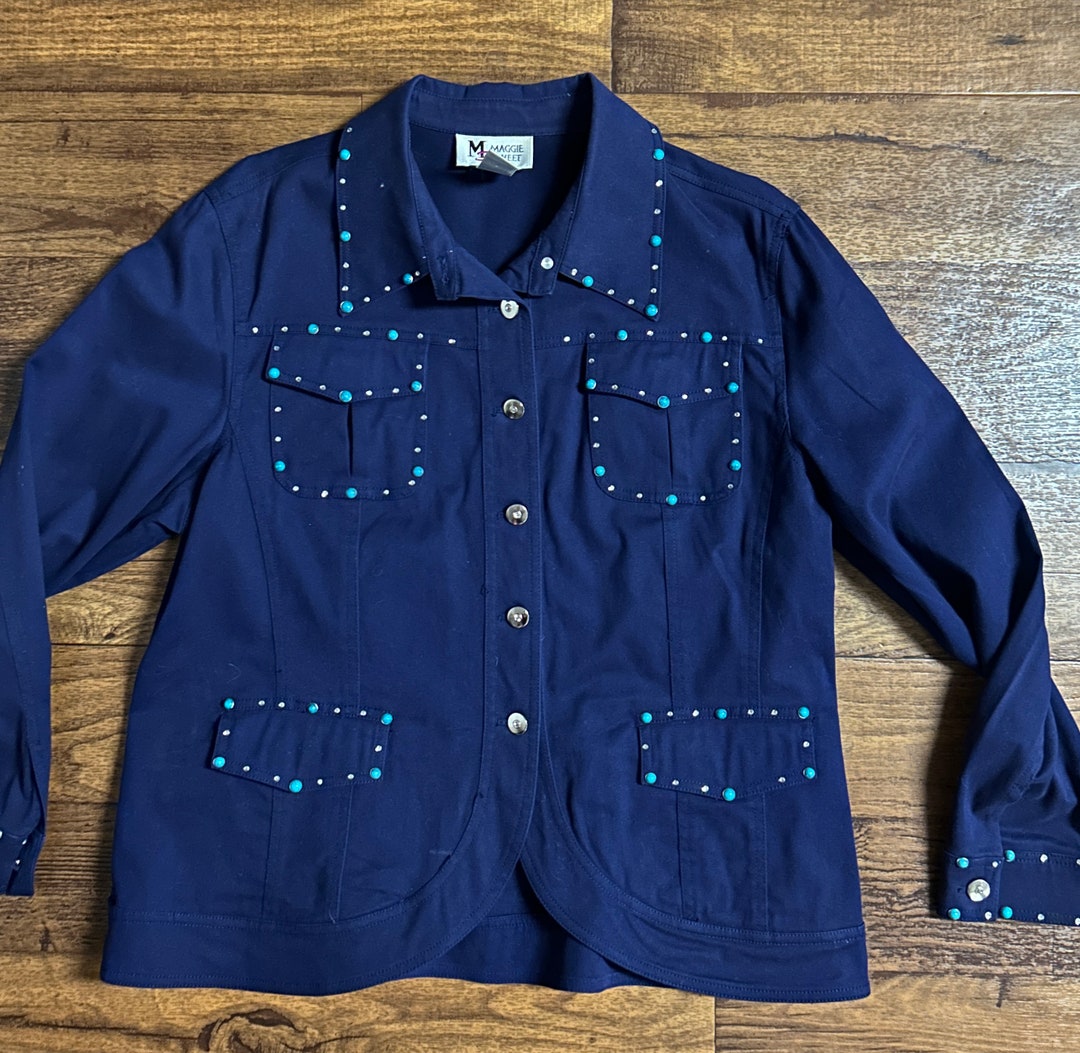 Maggie Sweet • Navy Blue • Turquoise Stones • Rhinestones • X-large ...