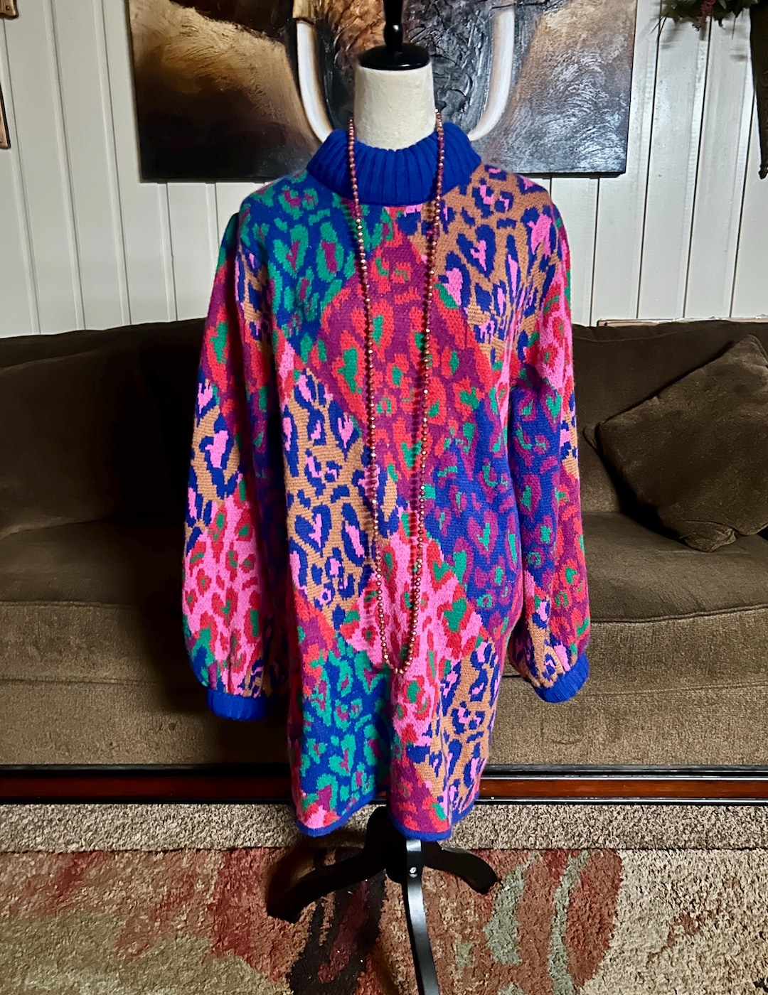 Farm Rio ~ Vintage ~ Medium ~ Bright Multi-colors W/ Mix Leopard Print ...