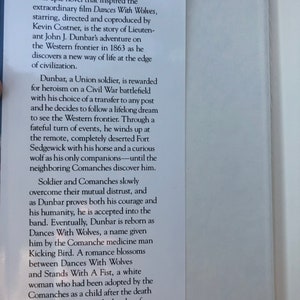 Dancing With Wolves • Afterword • HC W/DJ Book • Michael Blake • 1991 ...