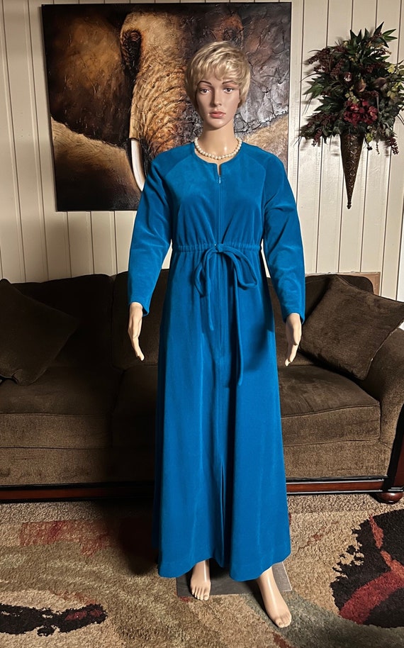 vintage 1970s turquoise robe - Gem