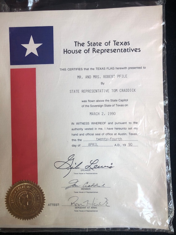 Tom CraddickTexas House of Representative SIGNATURE | Etsy