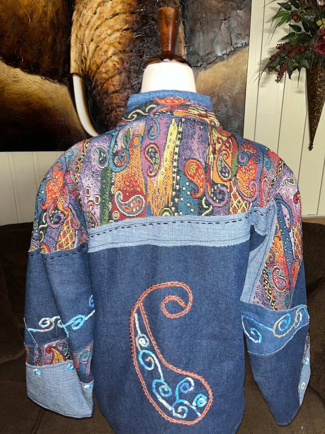 Silverstream • Vintage • Denim • Jacket • Embroidery • Paisley ...