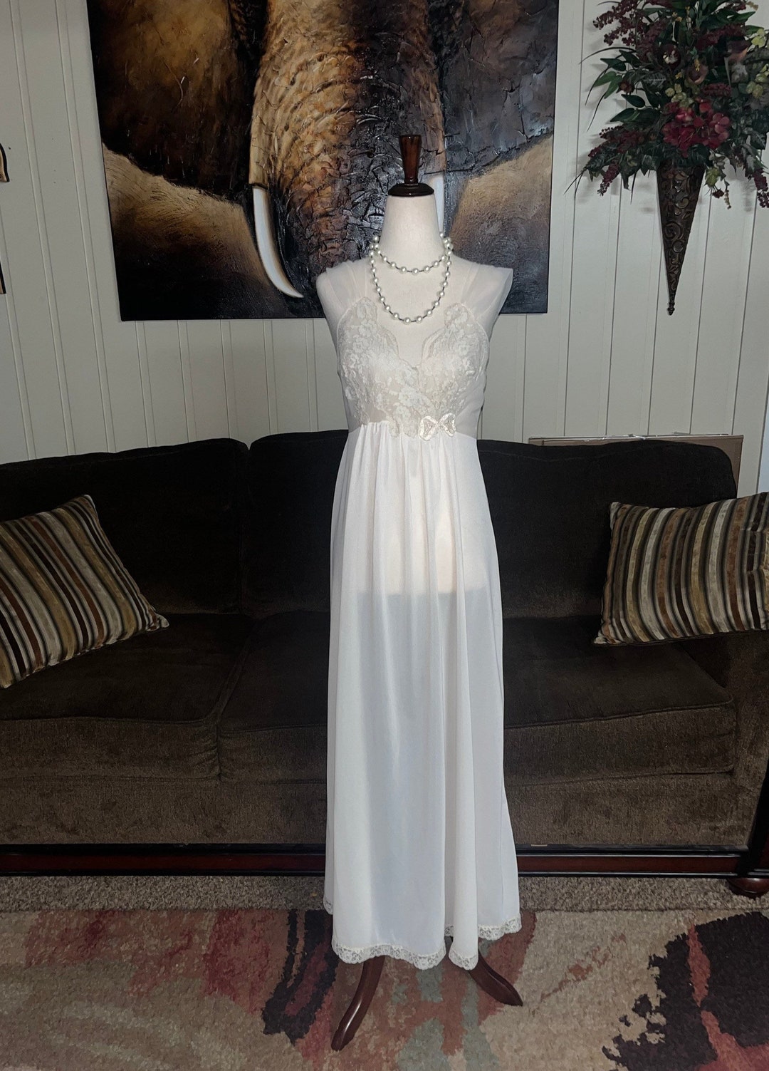 Van Raalte • Vintage • Pink • Sheer • Lace • Medium (34) • Nightgown ...