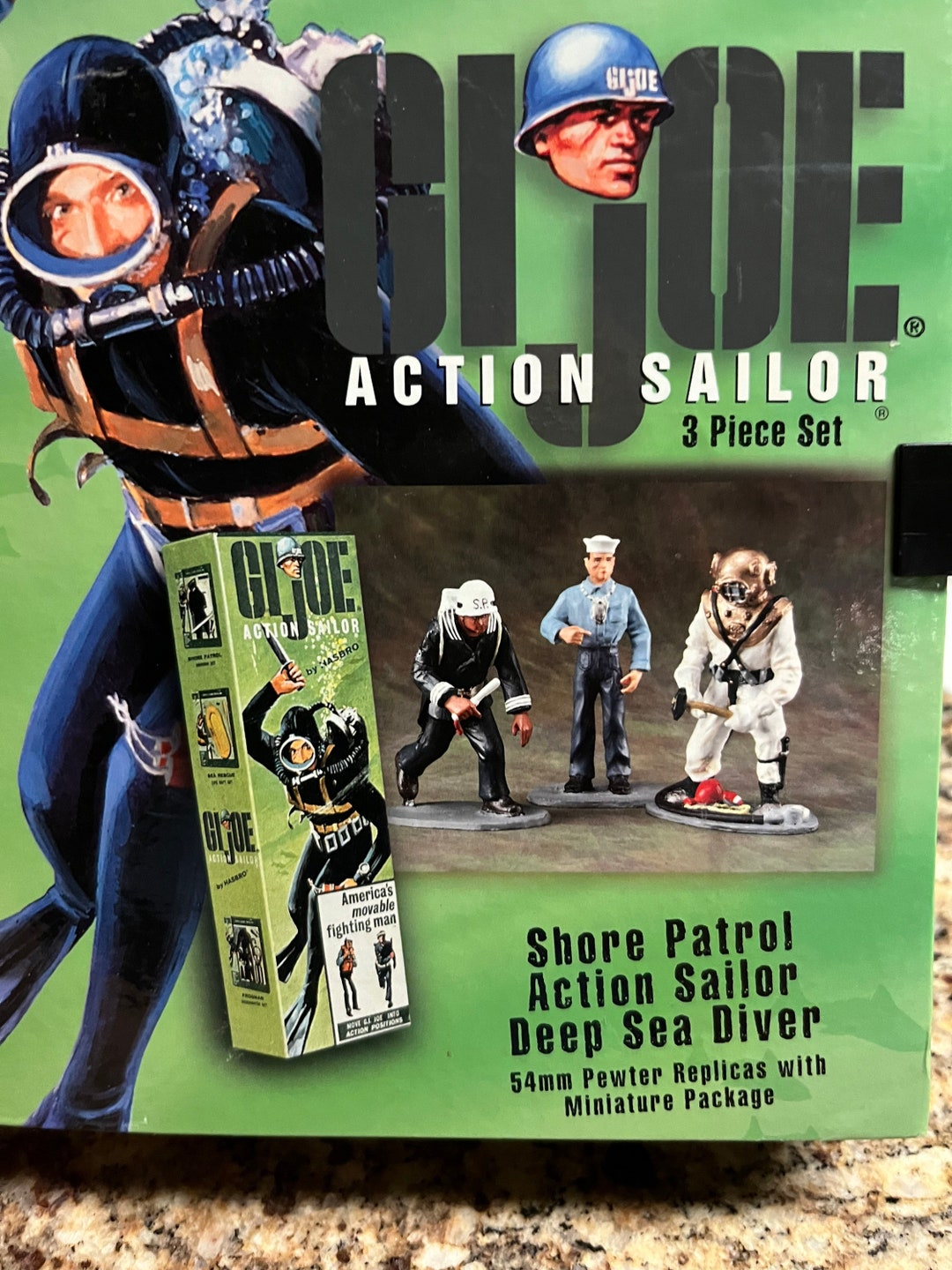 GI Joe Action Sailor 3 Piece Britians Pewter Set Shore Patrol Deep Sea ...
