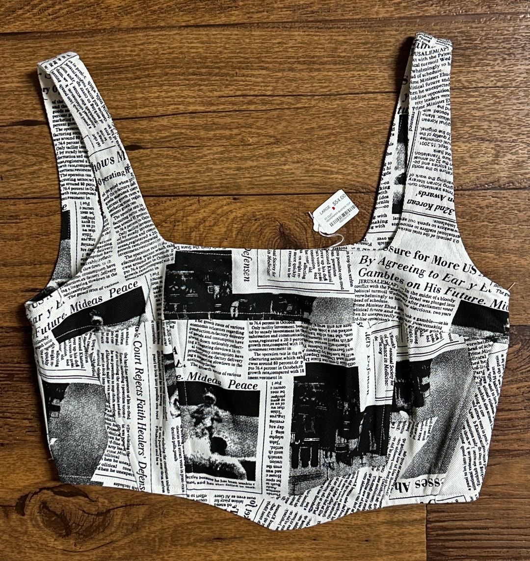 Et Clet Newspaper Design Bustier Top Corset Large Black/white New W ...