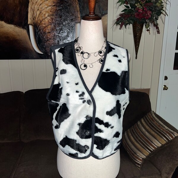 Cow Print Vest - Etsy