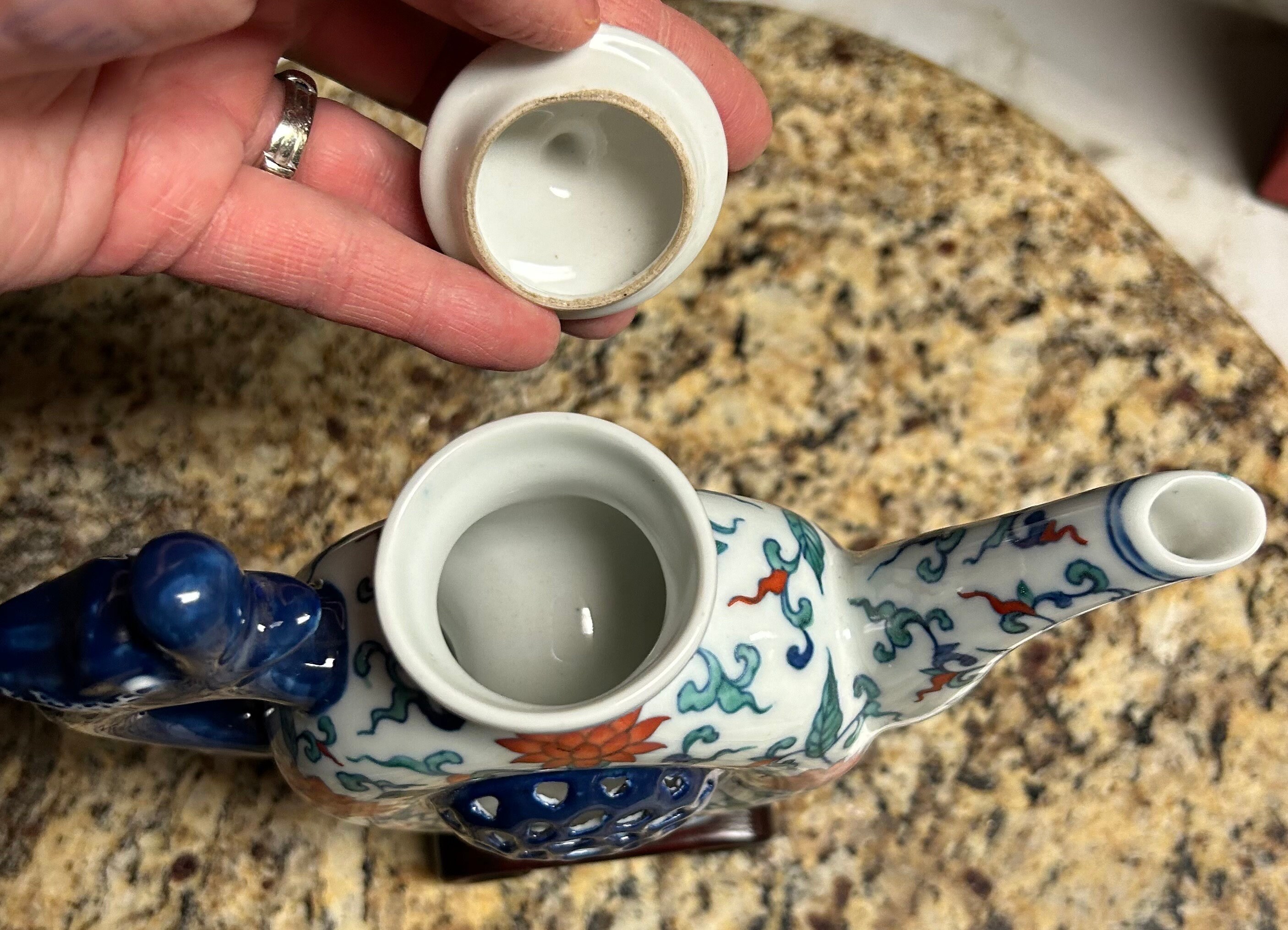 Chinese Donut Teapot Porcelain Floral Dragon Handle New W/ Box - Etsy