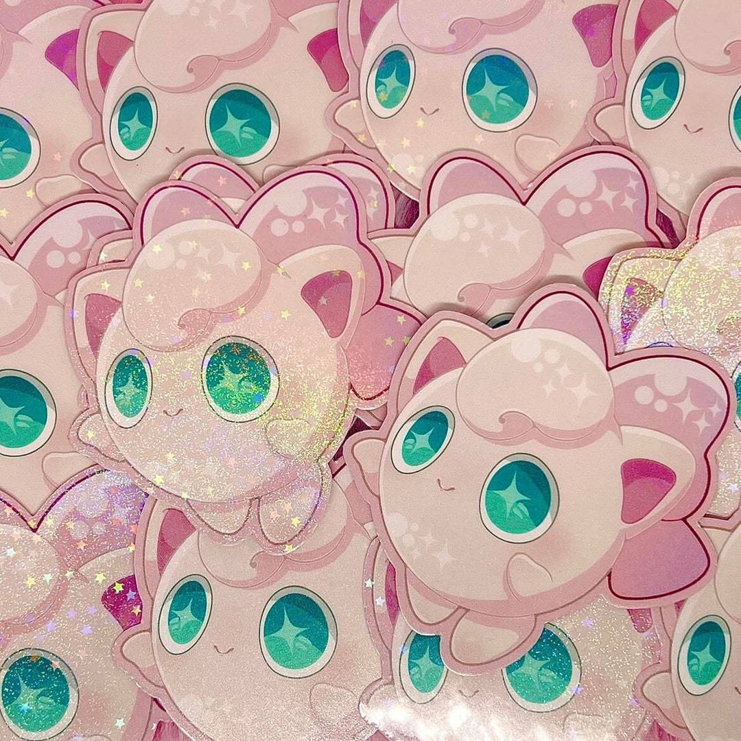 Jigglypuff With Bow Stickers Pokémon Fan Art 2-3/4 Inch/70 Mm - Etsy