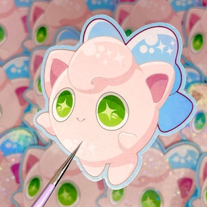 Jigglypuff With Bow Stickers Pokémon Fan Art 2-3/4 Inch/70 Mm - Etsy