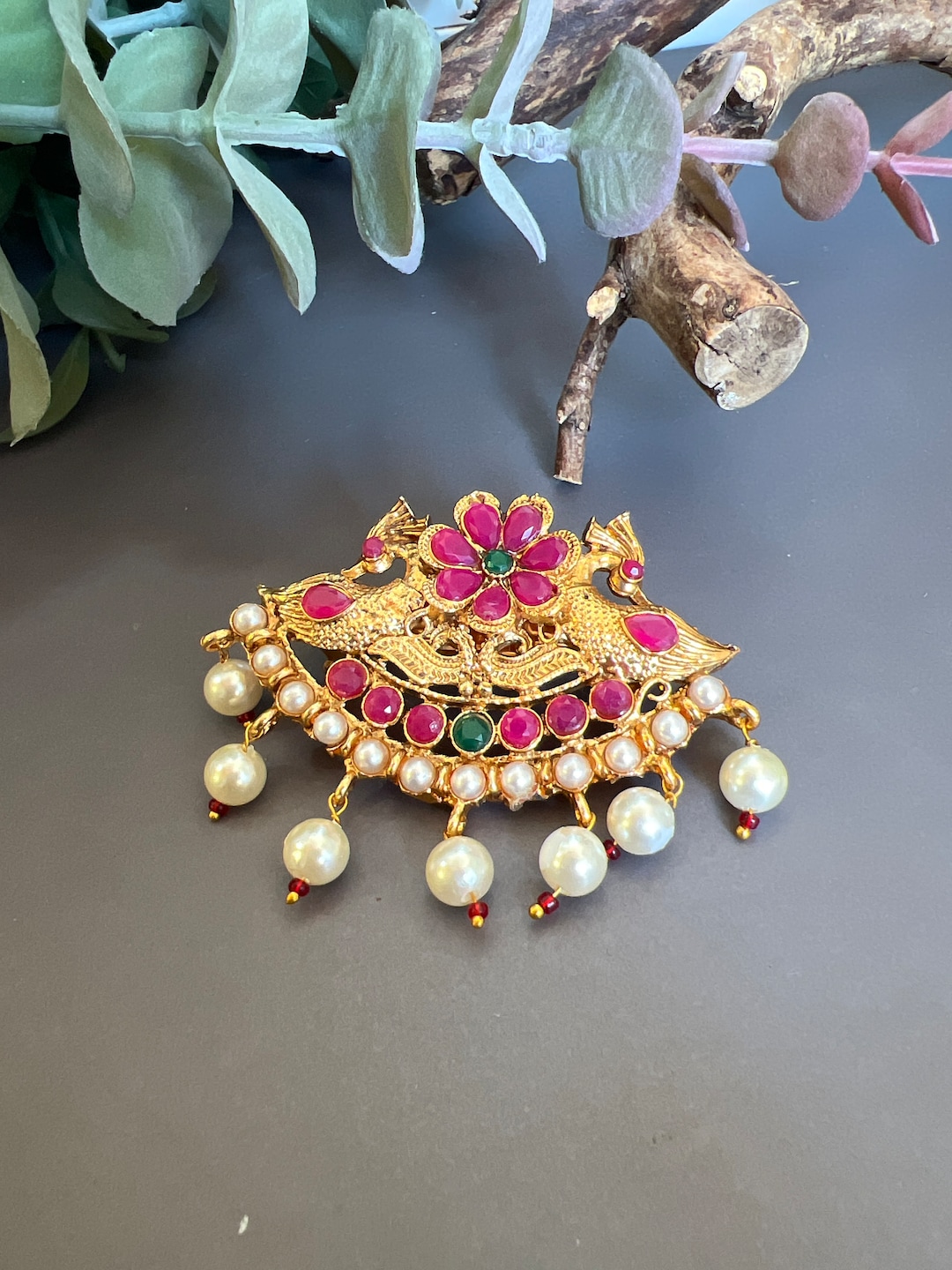 Hair Clip / Bollywood Style Ethnic / South Indian Look Gold Plated Hair ...