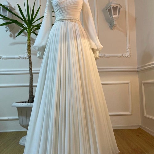 Rose Gold Silver Prom Dress Long Sleeves Dubai Evening Dresses Etsy