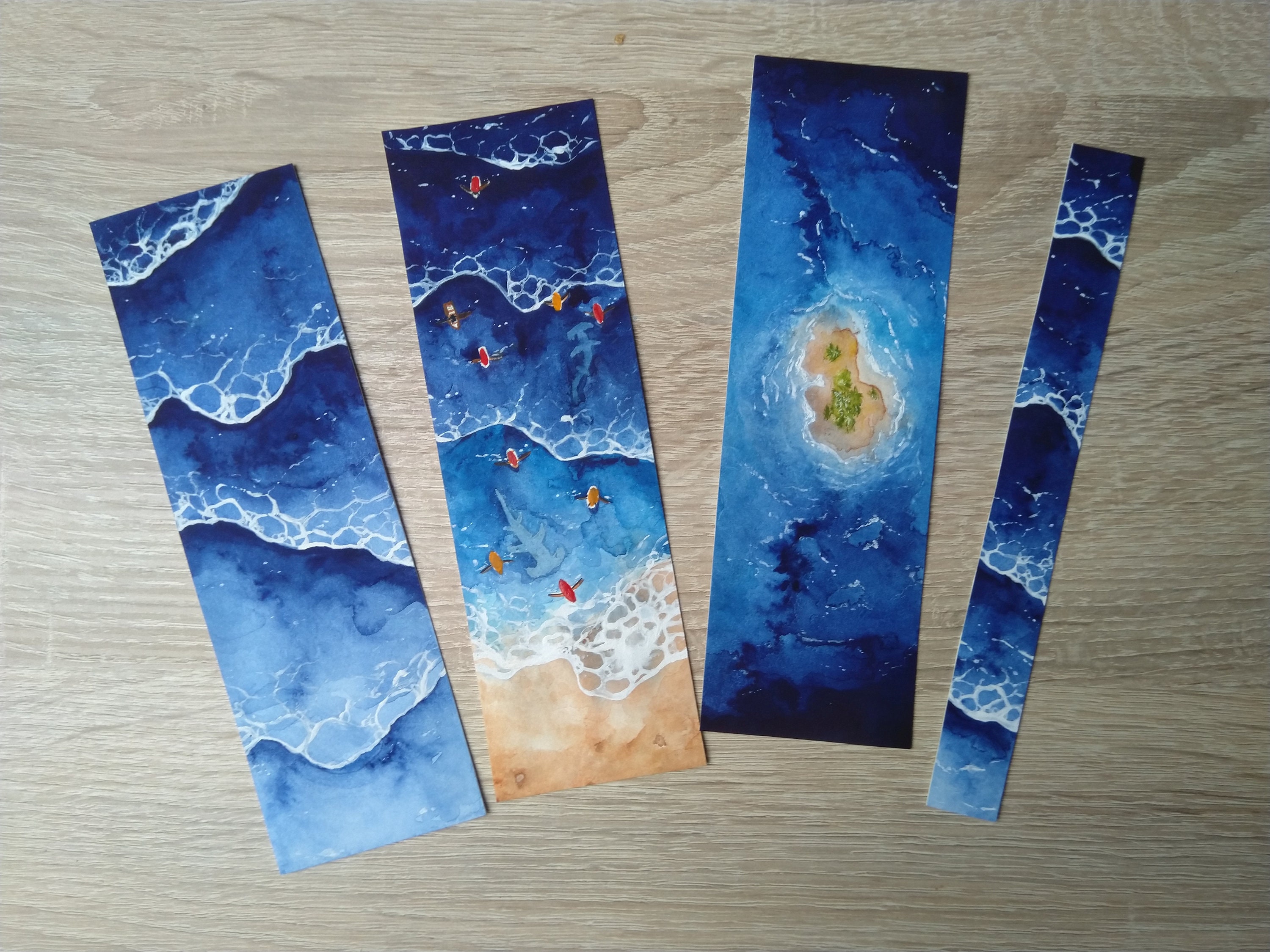 Four Original Art Bookmarks NOT PRINTED Original Watercolors Real ...