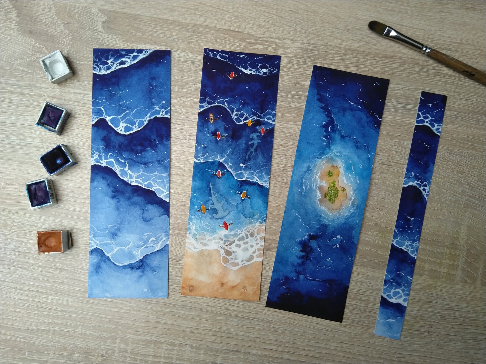 Four Original Art Bookmarks NOT PRINTED Original Watercolors Real ...