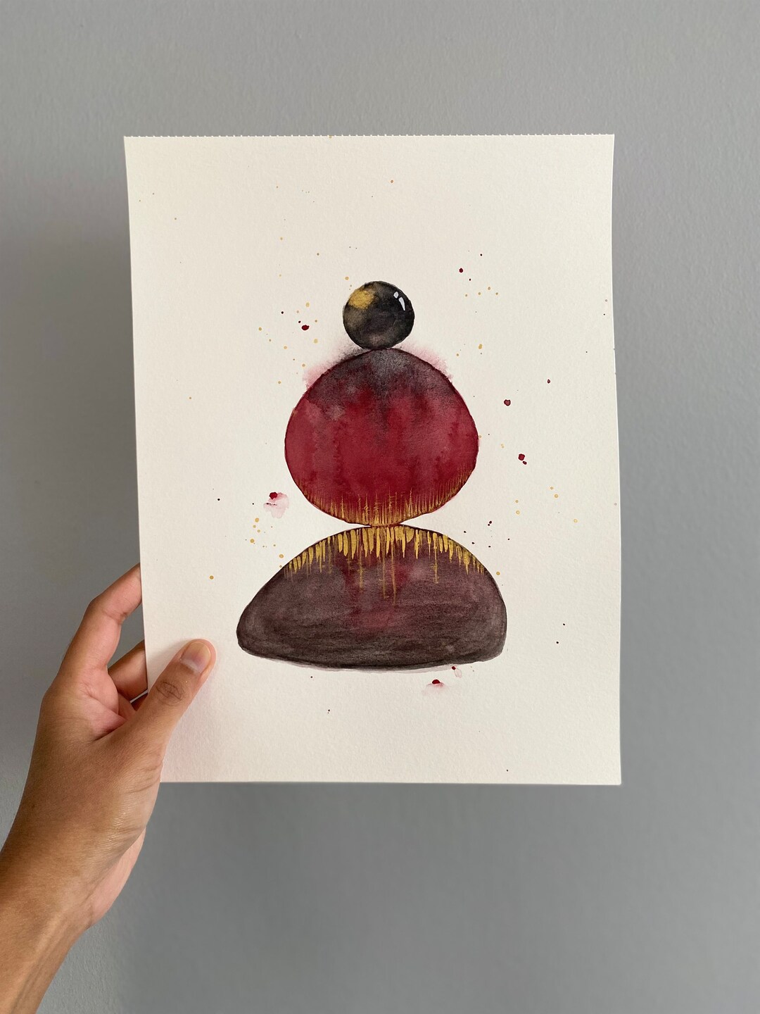 Rock Balancing Art Watercolour Painting, Abstract Painting, Rock/stone ...