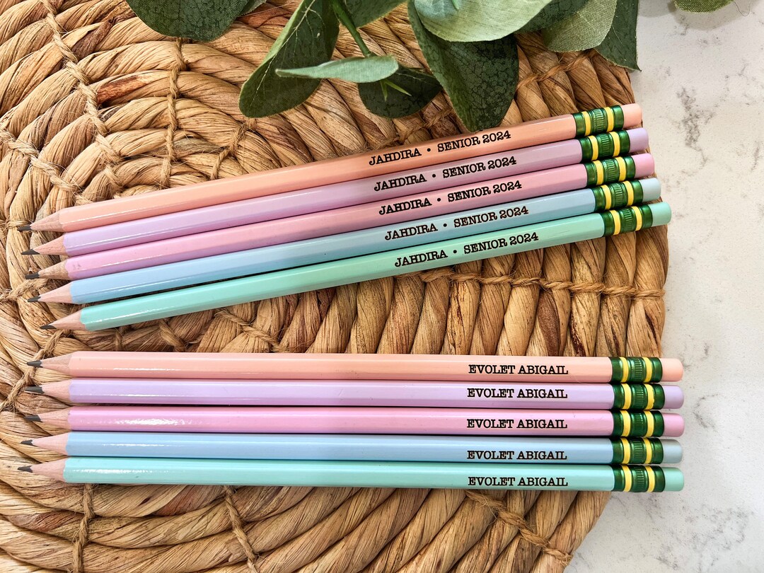 Pastel Engraved Personalized #2 Pencils | Custom Name Pencil Set | Back ...