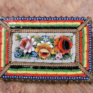 Vintage Italian Glass Micro Mosaic Pin - Etsy