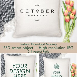 Pillow Cover Mockup White Pillow Mockup Cushion Mock up Spring Pillow ...